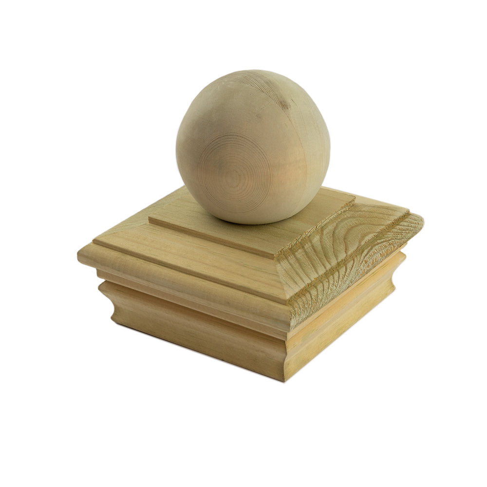 Newport Ball Top Wood Post Caps - Cedar or Pressure-Treated Options ...